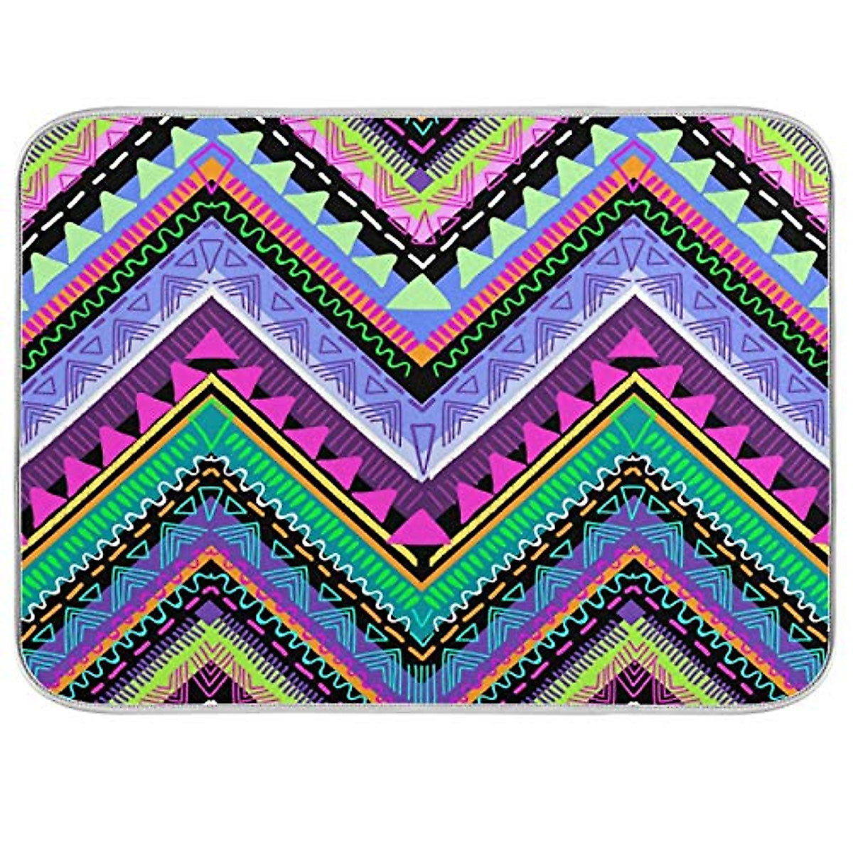 Christmas Ethnic Texture Dish Drying Mat 24"x18" Absorbent Machine Washable Hanging Fast Dry Pad Dish Protective Mat for Kitchen Countertop Heat Resistant Dinner Table Mat