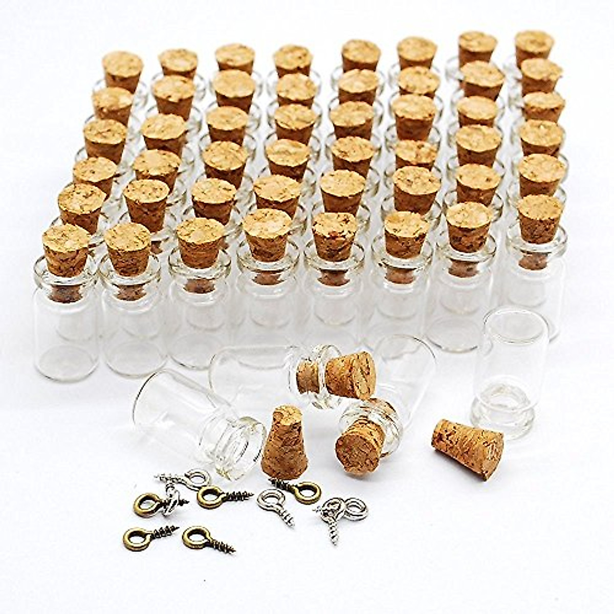 CTKcom 100pcs 0.5ml-extra Mini Tiny Clear Glass Jars Bottles with Cork Stoppers, Glass Bottles for Decoration, Arts & Crafts, Projects, Party Favors,100 Botlles + 100 Screws