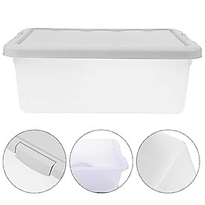 Cabilock Plastic Storage Bin with Lid Stackable Storage Tote Containers Plastic Containers Craft Tool and Toy Storage - Grey
