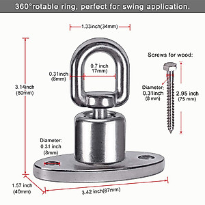 SELEWARE Silent Ball Bearing Swing Hangers, Heavy Duty 360° Rotate Swing Swivel Hook for Wooden Playground Yoga Hammock Chair Rope Punching Bag Porch Tire Web Swing Sets, 1200 Capacity