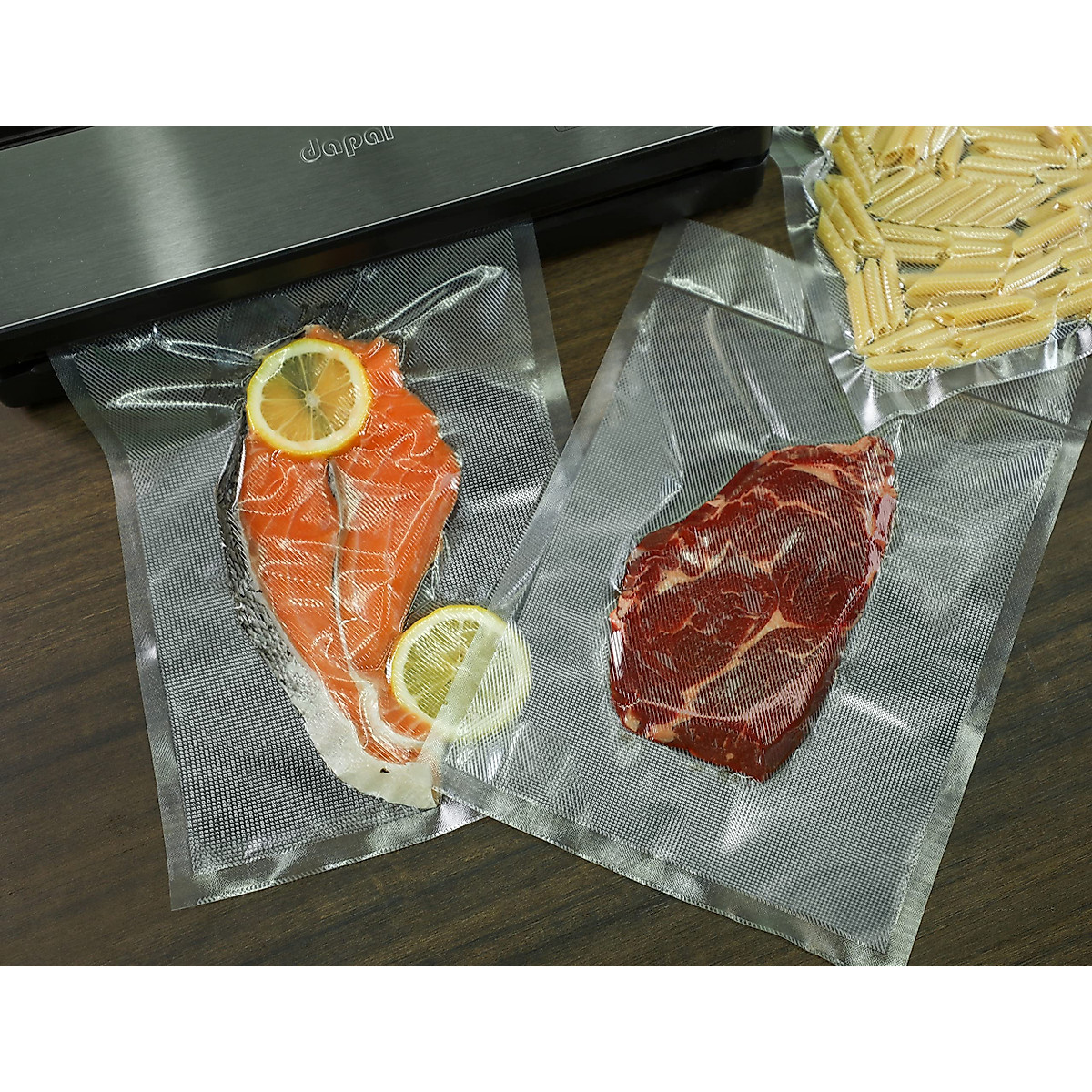 Qiluprop Vacuum Food Sealer Bags 100 Counts Quart Size 8" x 12'', BPA Free, Commercial Grade Textured Food Vacuum Sealer Bag, Thick Embossed Bags for Food Storage and Sous Vide Cooking