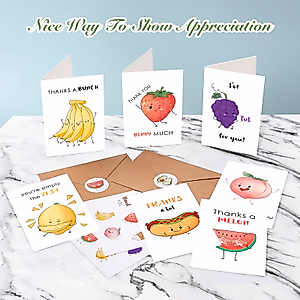 40 Funny Thank You Cards with Envelopes & Stickers, 4×6 in Cute Pun Cards Assorted Blank Greeting Cards, Boxed Bulk Note Cards for Friends Teachers Business Coworker Employee Appreciation