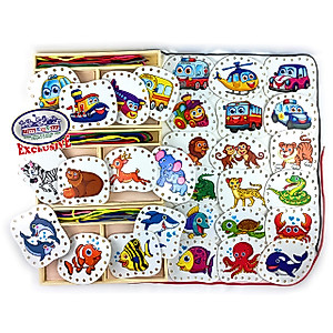 Matty's Toy Stop Deluxe Lacing Shapes (10 Count) Vehicles, Fish & Jungle Animals Educational Gift Set Bundle - 3 Pack (30 Shapes Total)