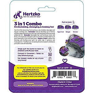 Hertzko 3 in 1 Pet Deshedding, Demattaning and Combing Tool.- Gently Removes Loose Undercoat, Mats and Tangled Hair. Great for Travel! Compact Brush for Dogs, Cats, Horses and Small Animals