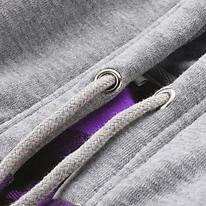 ZITY Men's Flannel Hoodie Shirts Casual Button Down Plaid Shirt Jackets for Men Long Sleeve Stylish Hooded with Pocket Black Purple Medium