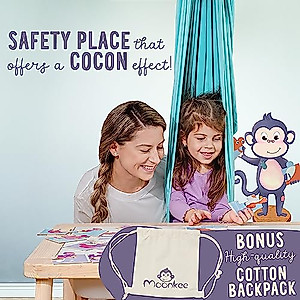 Moonkee Sensory Swing for Kids Indoor - Calming and Relaxing Hug Effect Therapy Swing for ADHD, Anxiety, Autism Swing - OT Approved and Safety Tested - Outdoor Sensory Joy Swing for Kids and Adults