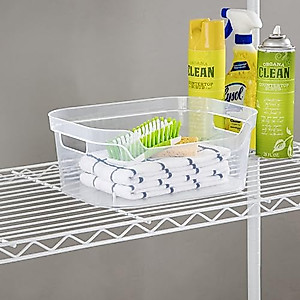 Tribello Plastic Storage Bins, Clear Storage Bins for Pantry - Medium 13” X 9” X 5” Pantry Organization and Storage Bins for Bathroom, Closet Shelves Organizer Bins - Made In USA - 2 Pack
