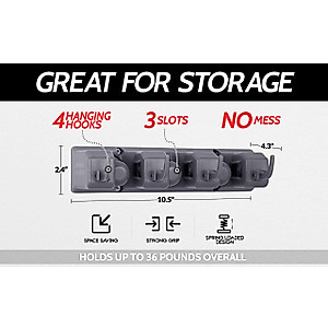 Zulay Home Mop and Broom Organizer Wall Mount - Easy to Install Mop and Broom Holder Wall Mount for Storing Cleaning Supplies - Organizer Utility Racks Mop Holder and Broom Hanger (3 Slots, Gray)