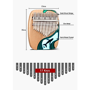 Hluru Resin Ocean Blue Kalimba | New 17 Key Whale Flat Board Thumb Piano No Screen Birthday Music Gifts