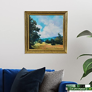 Creative Co-Op Watercolor Nature Landscape with Solid Wood Frame