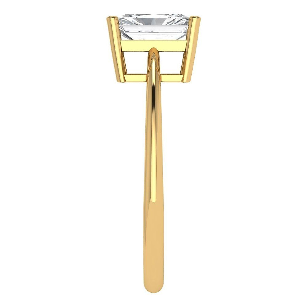 Yellow 14k Solid Gold Solitaire anniversary Engagement Promise Bridal Ring - 1 Ct Radiant Cut Clear Simulated Diamond Sz 7