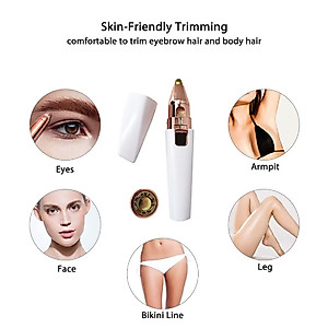 Moikin 2 in 1 Brows Eyebrow Facial Hair Remover Trimmer Epilator & Women's Painless Hair Remover , Lipstick Shaver for Face, Hand, Armpit, Leg and Bikini
