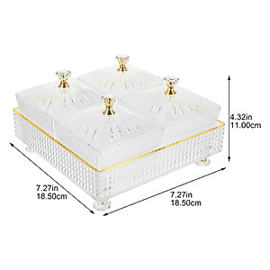 Zerodeko Serving Bowls 1 Set Divided Serving Dishes Snack Tray with Lid Appetizer Platter Food Storage Container with 4 Compartment for Home Party Transparent Decorative Tray