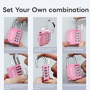 RESET-060 4 Digit Combination Lock Outdoor Padlock for School Gym Sports Locker Fence Toolbox Gate Suitcase Hasp Pink