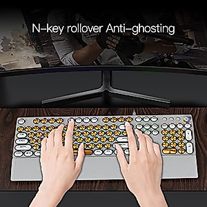 CHICHEN Mechanical Gaming Keyboard,BlueSwitches,USB Wired,Retro Steampunk Typewriter,Round Keycaps,for Game and Office,for Laptop Desktop Computer PC (Bkack-Blue switches)