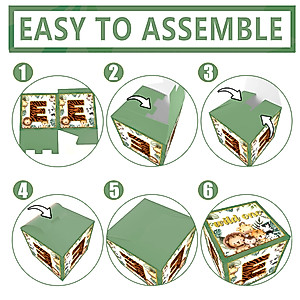 Wild One Balloon Boxes 1st Birthday Party Supplies Jungle Safari Animals Wild One Birthday Decorations for Boy Baby First Birthday Wild One Party Decorations (Green)