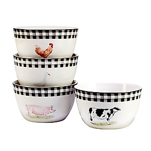 Certified International Farm 26 oz. Ice Cream/Dessert Bowls, Set of 4, Multicolored