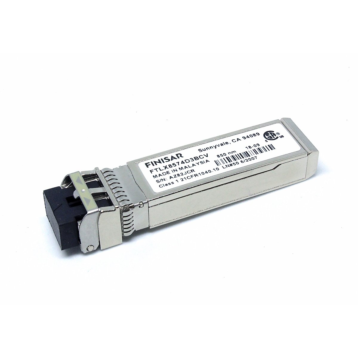 Finisar SFP+ Module - For Optical Network, Data Networking - 1 LC Duplex 10GBase-SR/SW Network - Optical Fiber Multi-mode - 10 Gigabit Ethernet, Gigabit Ethernet - 10GBase-SR/SW, 1000Base-SX - Hot-plu