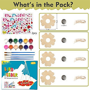 YOYOJOY 4 Pack Arts and Crafts Bird Feeders Kit for Kids, DIY Kids Crafts for Boys Girls Toddlers 3 4 6 8 12, Wooden Painting Craft Kits Outdoor Activities