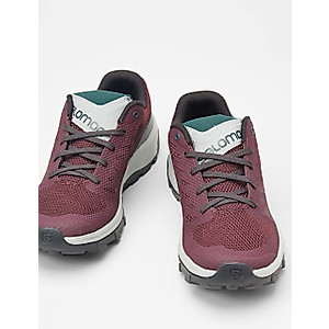 Salomon Outline Hiking Shoes for Women, Wine Tasting/Quarry/Green Gables, 5