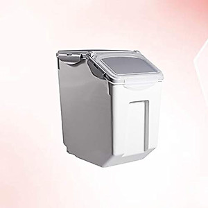UPKOCH Rice Storage Container Rice Bucket Pantry Food Storage Jar Container Food Storage Bin for Flour Sugar Baking Supplies (Size L Grey)