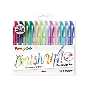Pentel Brush Sign Pen Pastel colors SES15C - Brush Nib - Fibre Tip