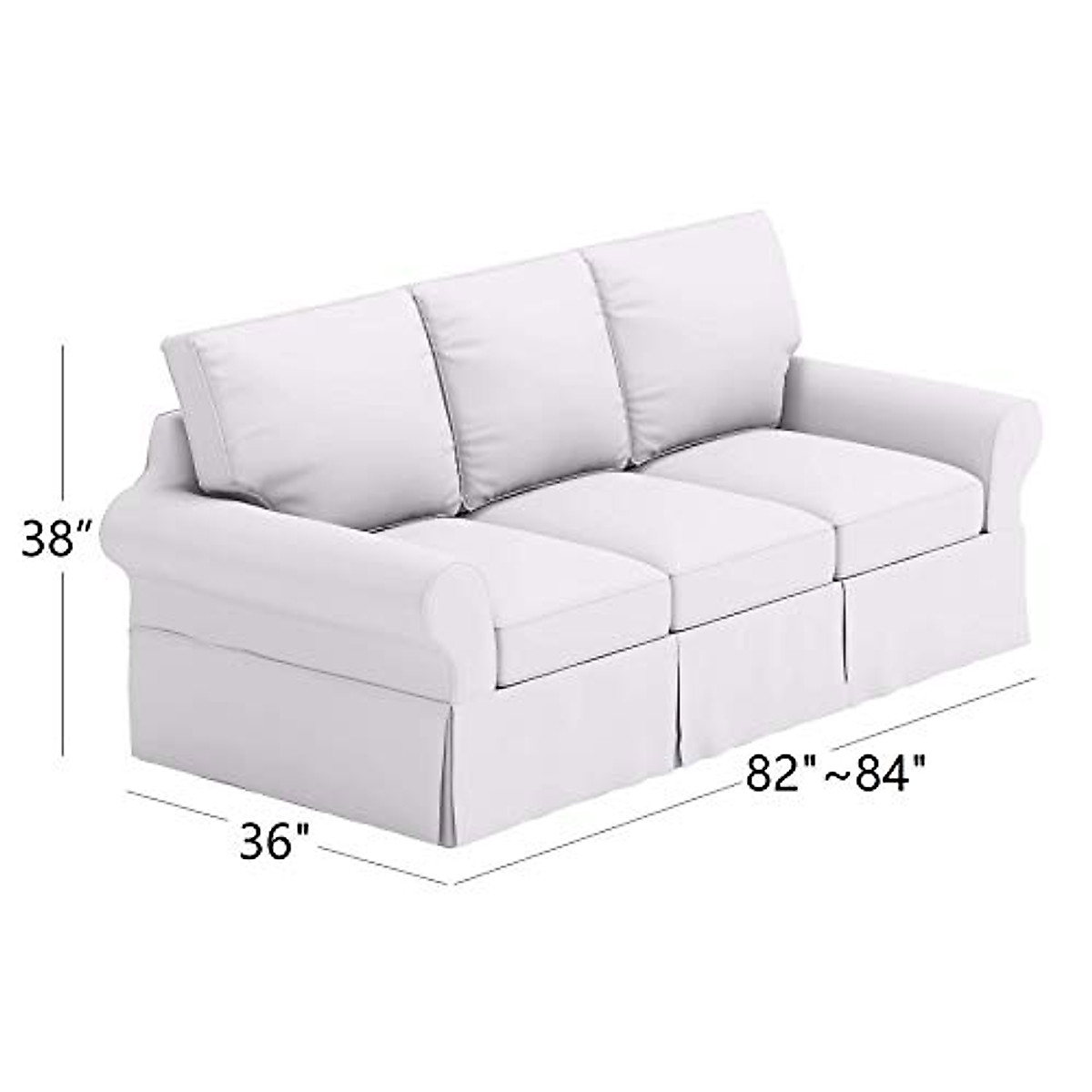 The Heavy Cotton Sofa Cover is 3 Seat Sofa Slipcover Replacement. It Fits Pottery Barn PB Basic Three Seat Sofa (Bright White Basic)