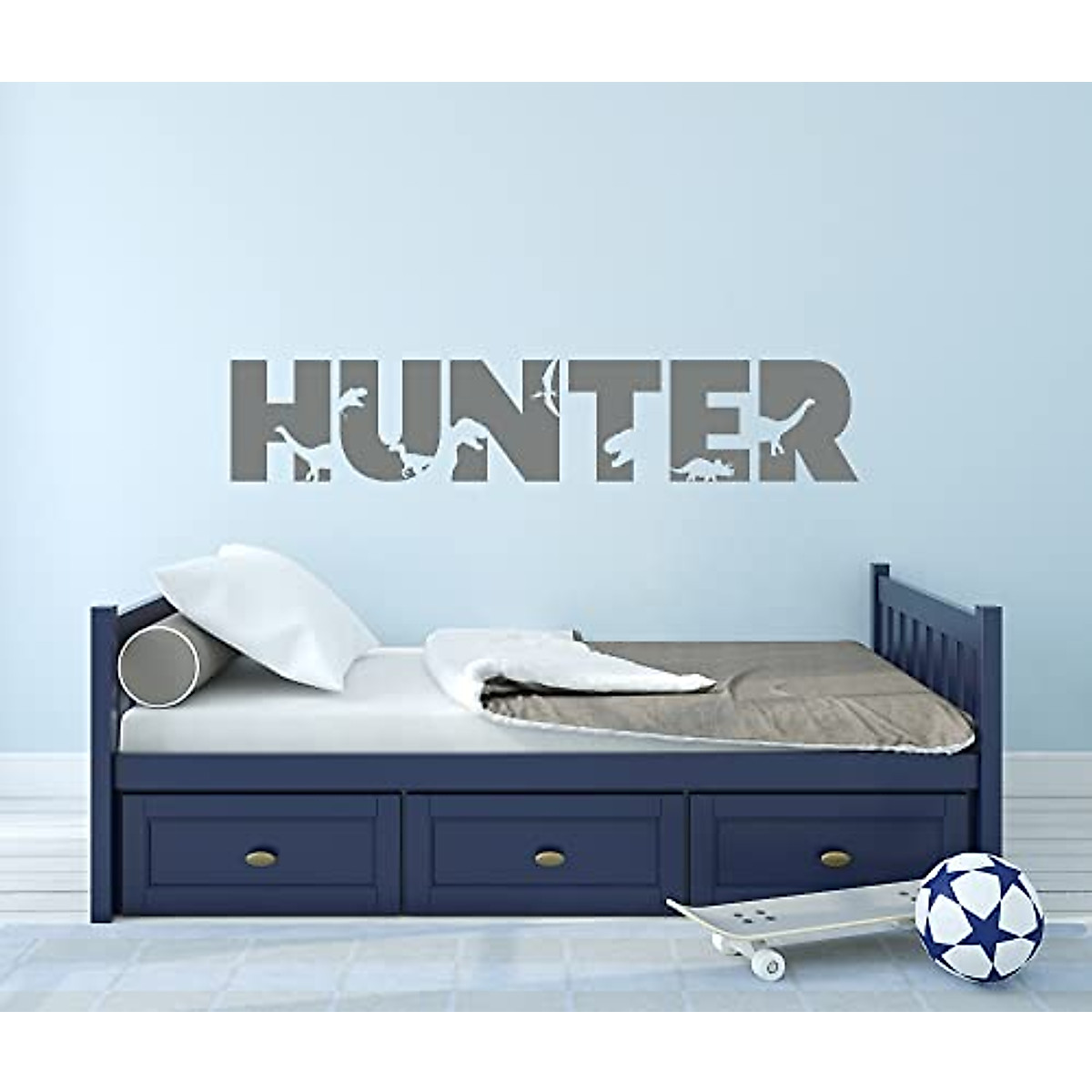 Dinosaur Custom Name Vinyl Wall Decal Sticker Art for Boys and Girls, Dino Theme Bedroom and Nursery Room Decor for Kids