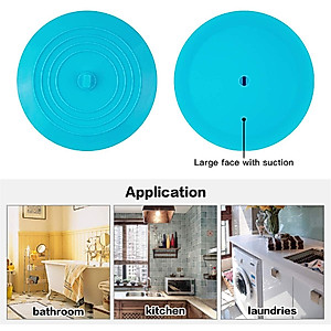 tifanso 2 Pack Tub Stopper, 6 inches Large Sink Stopper, Silicone Bathtub Stoppers Flat Bathtub Drain Cover Hair Stopper Suction Bathtub Plug for Kitchen and Laundry