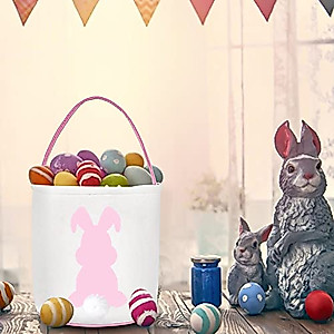 Easter Basket for Boys Girls Kids Baby, Easter Bunny Basket for Children, Easter Gifts for Baby, Easter Bucket for Boys Girls Kids, Easter Decorations Basket for Eggs Candy and Gifts Carry (Pink)