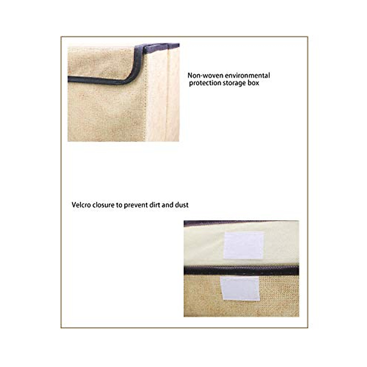 Fabric storage box with Lids 4 pieces beige Fabric Foldable Storage Box Bin with Lids Collapsible Clothes Storage Box Bin Dust proof Closet Storage Box