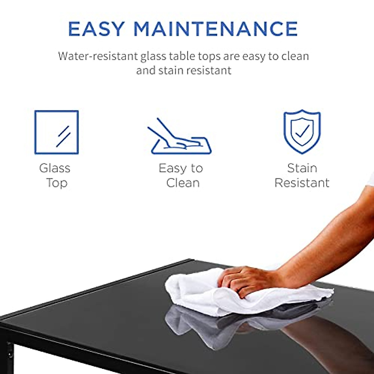 5-Piece Kitchen Table Set, Dining Table Set for 4 Dining Room Table Set for Small Spaces Modern Dinner Table Set with 4 Faux Leather Metal Frame Chairs