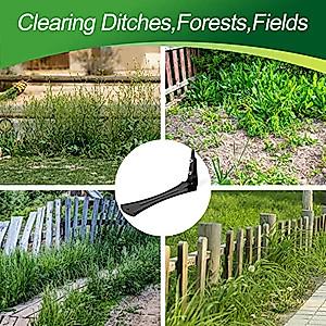 Walensee Grass Whip with Double-Edged Serrated Sharp Steel Blade Weed Grass Cutter with Soft Rubber 22-Inch Handle Cut Tall Grass and Overgrown Weeds in The Yard, Fields, and Ditches, Black,1 Pack