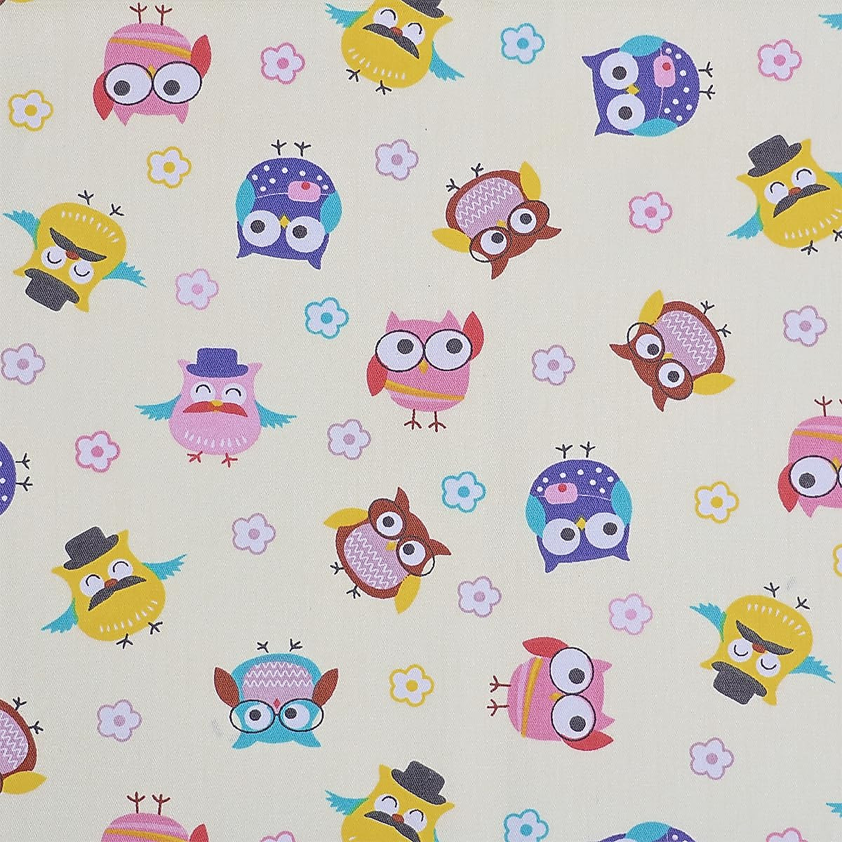7Pcs Cartoon Owls Prined 18" x 22" Fat Quarters Fabric Bundles for Patchwork Quilting,Pre-Cut Quilt Squares for DIY Sewing Patterns Crafts