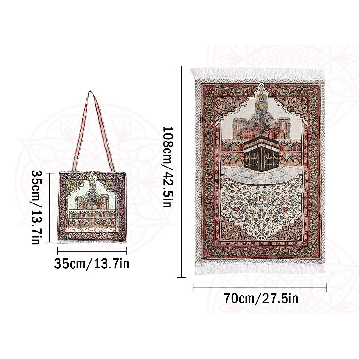 Anlising Prayer Mat, Prayer Mat Islamic, Muslim Prayer Rug, Prayer Mat Islam, with Elegant Design Bags, for Ramadan Islamic Muslim Prayer, Great Gift for Family, Lover and Friends