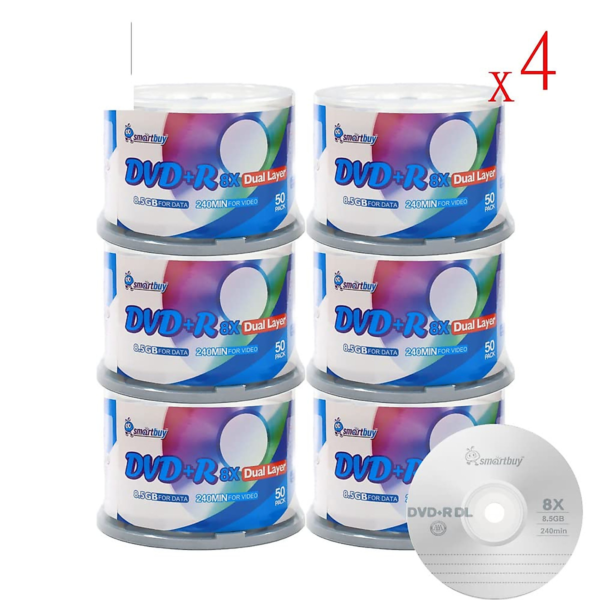 Smartbuy Logo 1200-disc 8.5gb/240min 8X DVD+r Dl Dual Layer Double Layer Blank Data Record Media Disc Spindle