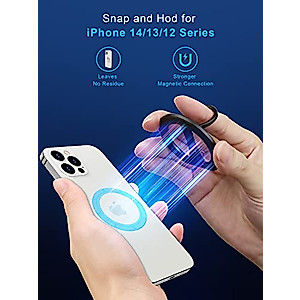 Magnetic Phone Ring Holder with MagSafe, SUPERONE [Aluminum Alloy] 2-in-1 Magnetic Phone Grip with Adjustable Stand, Compatible with iPhone 14/13/12, Pro, Pro Max, Mini, Black