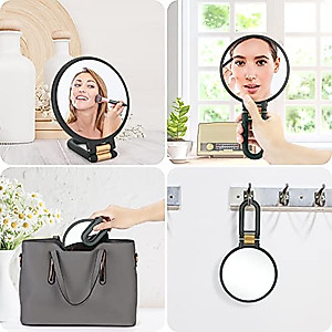 Martvex Handheld Mirror, 1x 15x Magnifying Makeup Mirror with Handle - Double Side Hand Held Mirror with 1x15x Magnification & Foldable Handle, Portable Travel Makeup Hand Mirror for Women(Black)