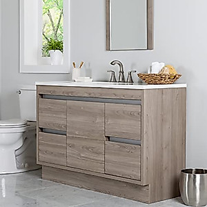 Spring Mill Cabinets D48V40264 Tarni Single Bathroom Vanity with 4 Drawers, Cabinet, and White Sink Top, Forest Elm