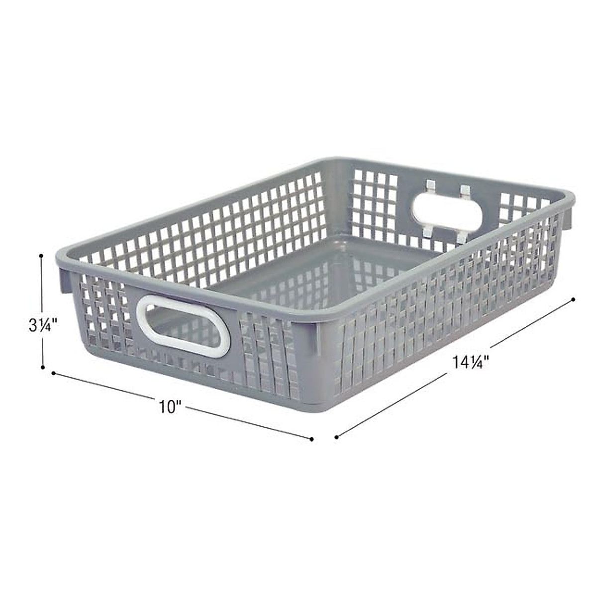 Really Good Stuff 12PK Plastic Desktop Paper Storage Basket for Classroom or Home–14”x10” Plastic Mesh Basket-Secure Papers Crease-Free–Pebble