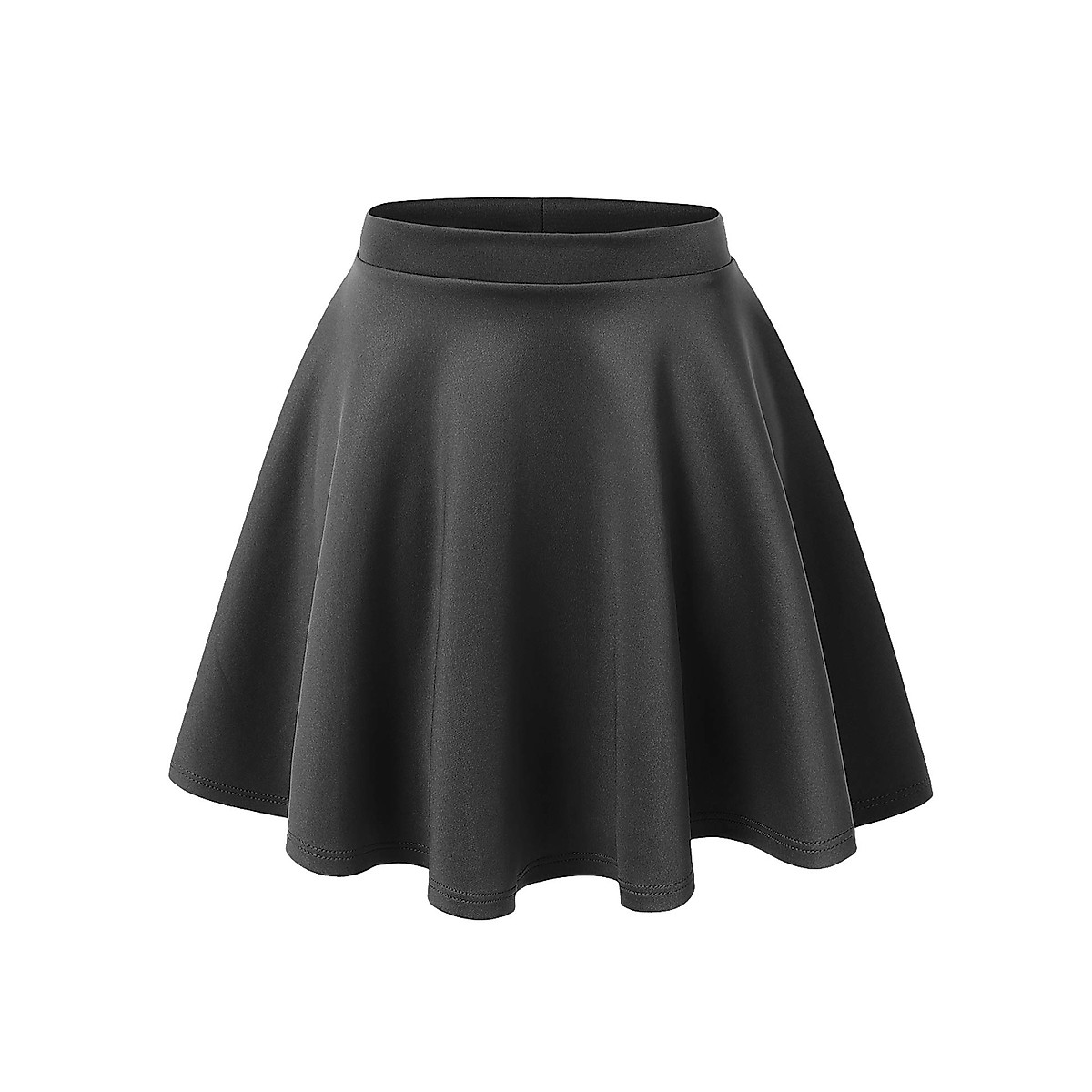 MBJ WB211 Women's Basic Versatile Stretchy Flared Skater Skirt for Girl XXL Charcoal
