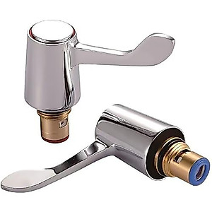 RLECS 2PCS Replacement Brass Ceramic Disc Stem Cartridge Faucet Valve Rotary Latch G1/2 inch 20 Teeth Hot and Cold Water Dual Use Faucet Repair Part
