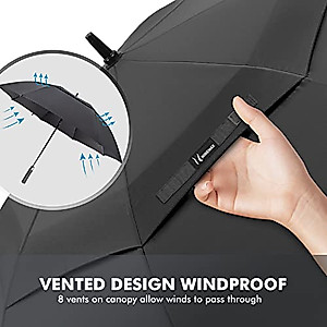 NINEMAX Large Golf Umbrella Windproof 54/62/68 Inch Extra Large, Automatic Open Double Canopy Vented Oversized Adult Umbrella for Rain and Wind