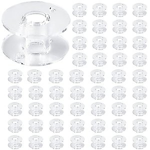 50 Pack Clear Plastic Sewing Machine Bobbins Class 15 Sewing Bobbins Compatible for Brother Singer Janome Kenmore Machines Style SA156 Transparent Bobbins Spools Embroidery Bobbins Sewing Accessories