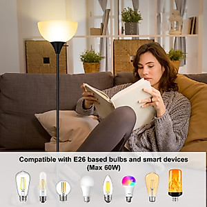 BoostArea Floor Lamp, Standing Lamp, 9W LED Floor Lamp, Energy Saving, 50,000hrs Long Lifespan, 3000K Warm White, Eye-Caring, Torchiere Floor Lamps for Bedroom, Living Room, Office, Reading, Black