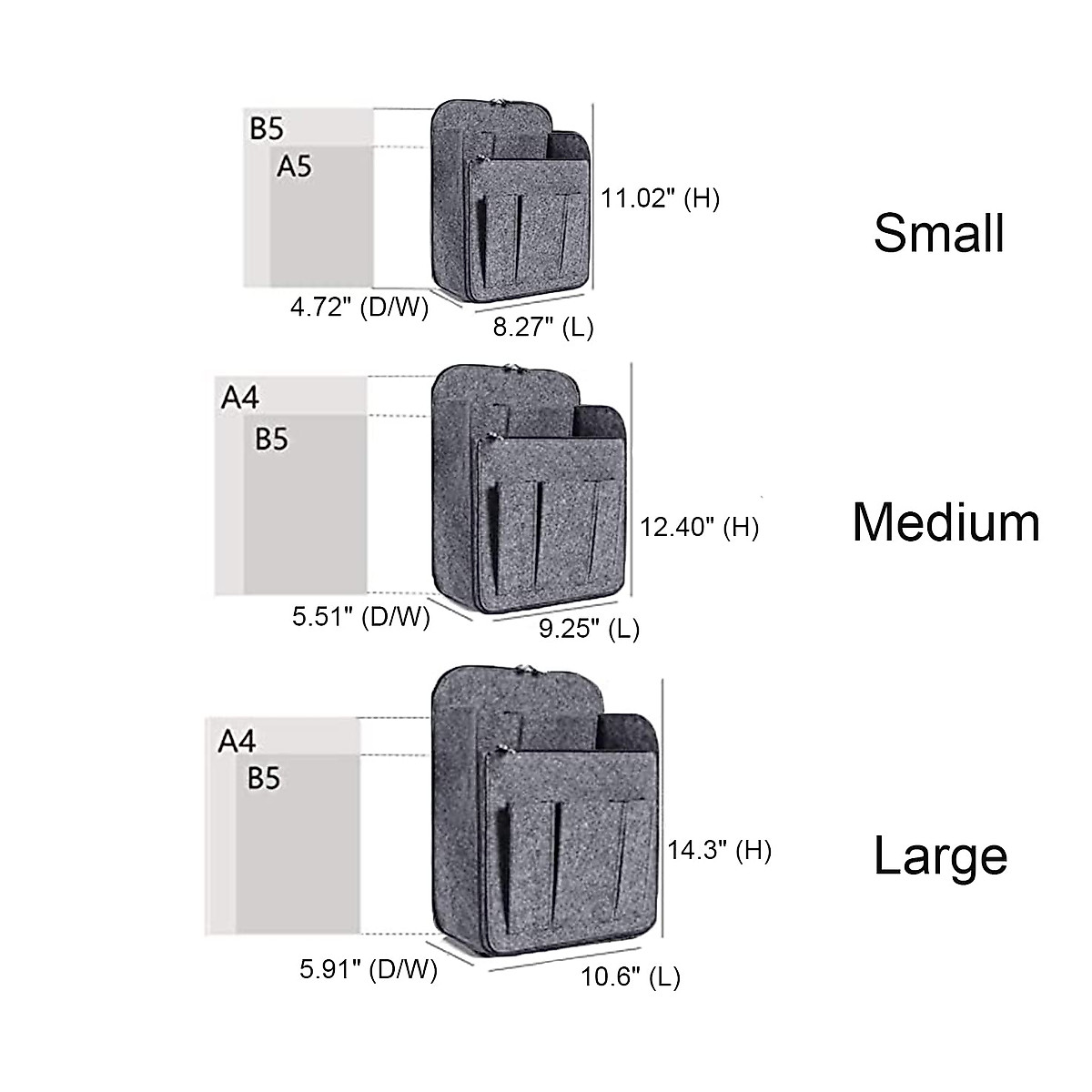 Yoillione Felt Backpack Organizer Insert for Women and Men, Large Travel Rucksack Insert with High Capacity, Lightweight Bag Organizer with Zipper Pockets