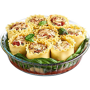 Simax Glass Pie Pan for Baking: Deep Round Pie Plate Dish Great For Apple, Pumpkin, Holiday Pies, etc. - Fluted Pie Holder - Oven Safe Tray - Borosilicate Glass Cake Tin - 10.25 Inch Large Diameter