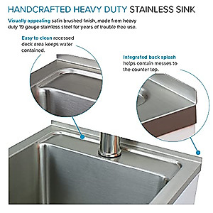 Transolid TC2D-1522-W All-in-One 15.5 in. x 22.4 in. x 34.9 in. Metal Drop-In Laundry/Utility Sink and Cabinet in Gloss White