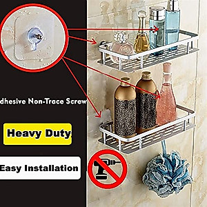 ZSFBIAO Shelf Shower Shelf Adhesive Aluminum Shower Caddy for Shampoo Holder Kitchen Rack Storage Organizer No Drilling Rectangle Wall Wall Floating Shelves (Color : A)