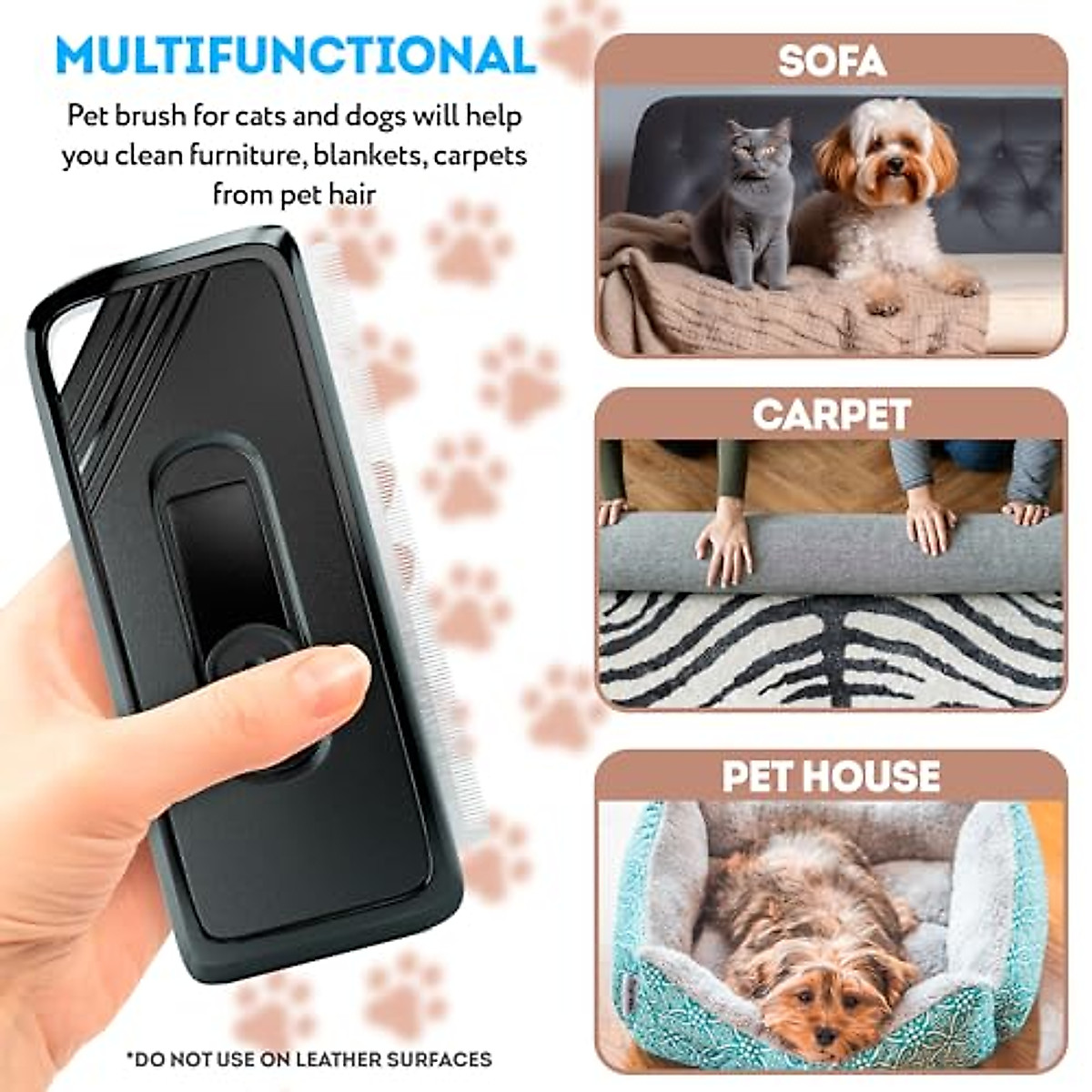 PUREVACY Black Self Cleaning Slicker Brush. Cat Brush with Release Button. Self Cleaning Dog Brush for Long Haired Dogs and Short Haired with Sturdy Case, Blades. Pet Grooming Brush for Dogs Shedding